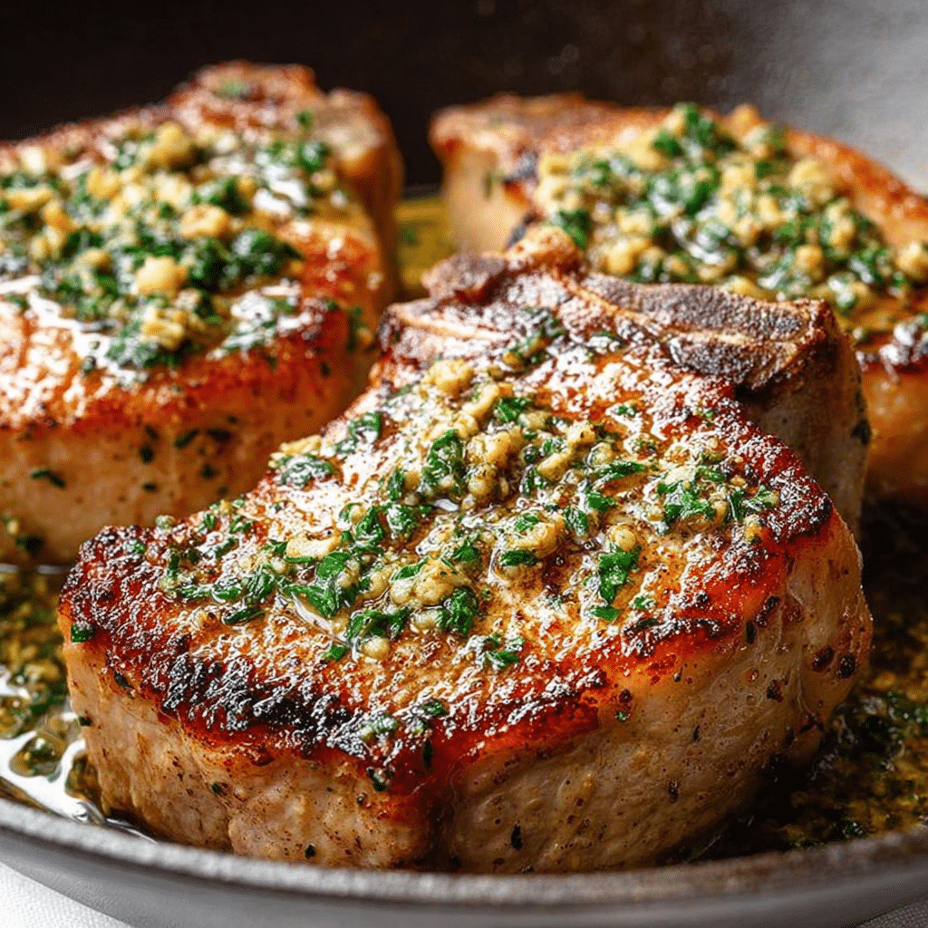 Garlic Butter Pan Seared Pork Chops