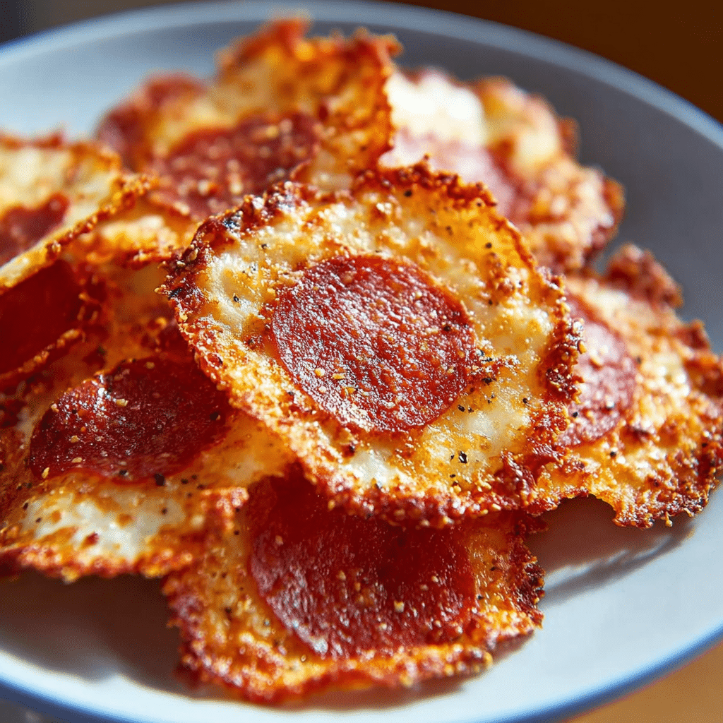 Home Made Snacks: Pepperoni and Cheese Crisps Recipe